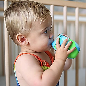 Nuby Silicone Tie-dye First Training Cup with Free Flow Soft Spout - 6oz, 6+ Months, Blue/Green