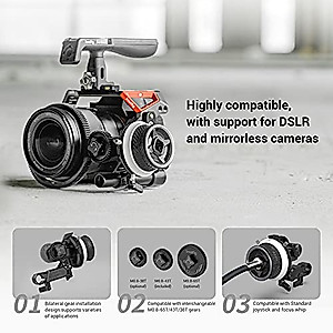 SmallRig Mini Follow Focus with A/B Stops & 15mm Rod Clamp and Snap-on Gear Ring Belt for DLSRs and Mirrorless Cameras, Fits Different Diameter Lenses Up to 114mm - 3010