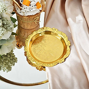 Metal Serving Trays , Food Trays for Coffee Tea Tray Decor for Party Kitchen, Dining Room,Dinnerware Trays 2pcs,Gold Small