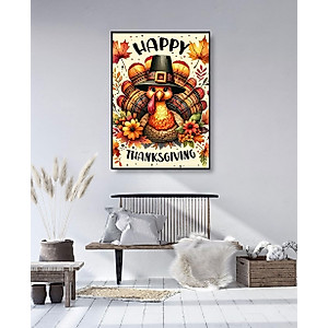 CHWGLFGG Thanksgiving Diamond Art Kits for Adults Beginners, DIY 5D Full Round Drill Diamond Painting Kits Turkey, Paint by Diamonds Dot Gem Art Crystal Flower Easy,Home Wall Decor 12 X 16 Inch