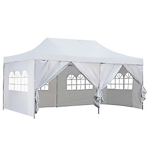outdoor basic 10x20 Ft Pop up Canopy Party Wedding Gazebo Tent Shelter with Removable Side Walls White For Hiking