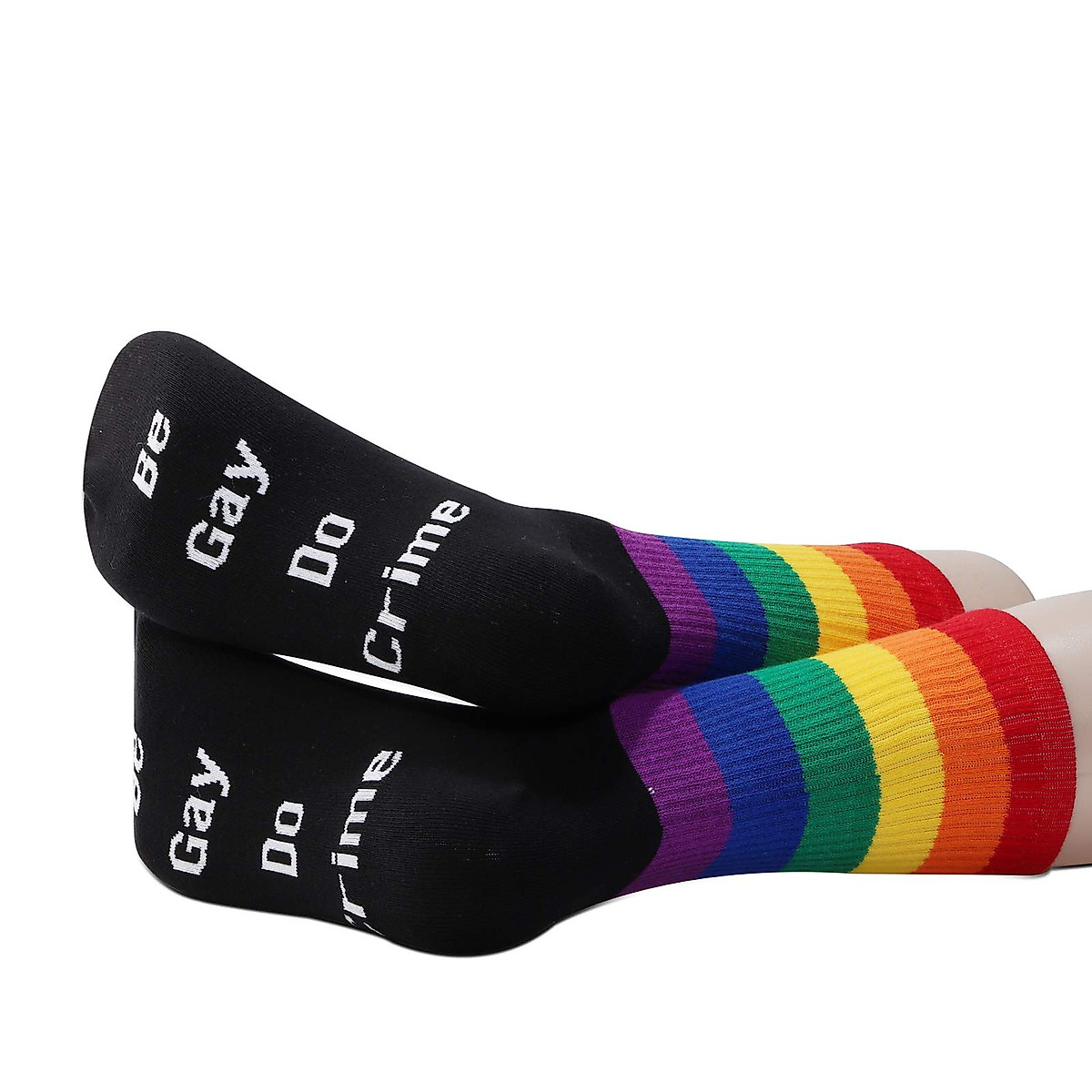 JXGZSO 2 Pairs Gay Pride Rainbow Socks LGBTQ Pride Flag Be Gay Do Crime Rainbow Socks Pride Gifts Lesbian Pride