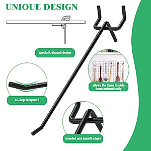Yauhar 50Pcs 6"/15CM Pegboard Hooks Assortment Set, Metal Peg Board Hooks with 2.5mm Hole Pitch 4mm Wire Diameter Slatwall Hanging Hook for Garage Organization Wall Hanging (Black)