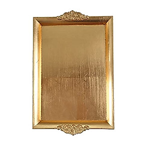 Efavormart 2 PCS - Gold 14" x 10" Rectangle Decorative Plastic Serving Trays with Embossed Rims for Wedding Birthday Party