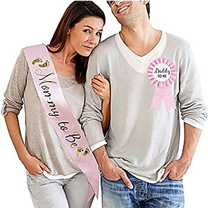GDTO8820 CoolerthingsDG, Baby Shower Decorations Pink Sash for mommy to be and one Daddy to Be Tinplate Badge Pin Kit Baby Shower Party Gender Reveals Party Gifts Welcome Baby, Baby Sprinkle