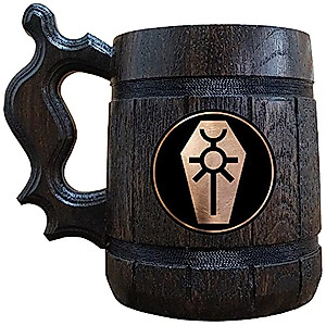 Necrons Beer Mug, Wooden Beer Stein, Gamer Gift, Personalized Beer Stein, 40K Tankard, Custom Gift for Men, Gift for Him