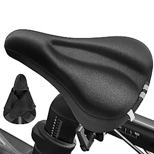 Gel Bike Seat Cushion Cover Extra Soft Padded Bike Seat Cover for Women Men, Most Comfortable Bike Accessories Fits Peloton/Mountain/Stationary/Road/Spin Class Exercise Bicycle Indoor&Outdoor Cycling