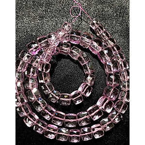 Natural MORGANITE Corundum Cube Faceted Beads 7X8-6X8MM 18 inch Long String Jewelry Making Gemstone Beads for Necklace Bracelet