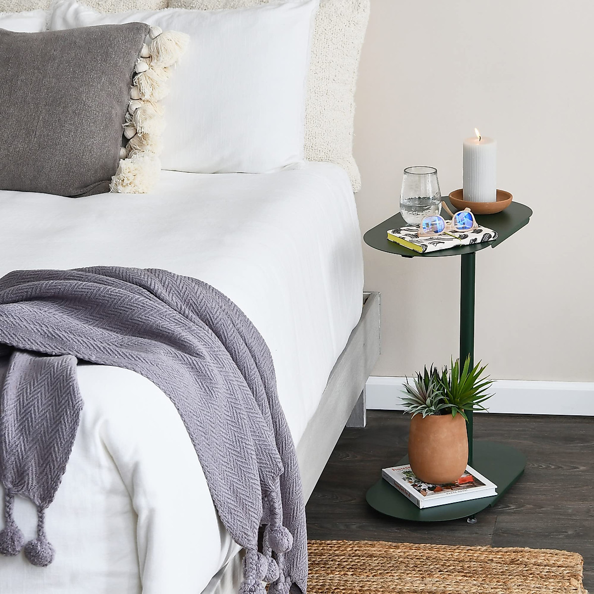 Main + Mesa Modern Adjustable C-Table, Dark Green