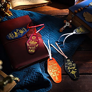 5 Pcs Leather Bookmark with Bible Verse Handmade Leather Page Bible Verse Inspirational Bookmark Motivational Christian Bookmarks Religious Bookmarks for Christmas Xmas Gifts, 1.6 x 3.2 Inch