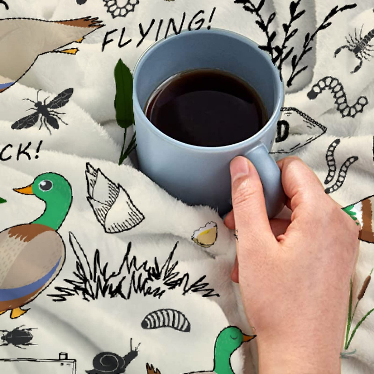 Duck Blanket for Kids, Cute Mallard Ducks Gifts, Soft Lightweight Flannel Throw Blanket with Mallard Ducks, Cute Duck Decoration for Bed Bedroom Sofa, 50 in x 40 in