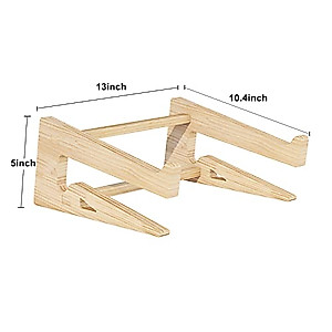 MDHAND Laptop Stands, Portable Laptop Riser, Multi-Angle Adjustable Laptop Holder Notebook Stand (Wood)