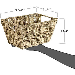 Red Co. Multi-Purpose Nesting Seagrass Basket with Handles Set of 4, Storage Containers, Home Organizers