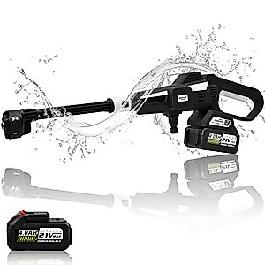 HZG Cordless Pressure Washer, Brushless Portable Pressure Washer,3 Adjustable Levels with 6-in-1 Nozzle,Max 950 PSI, 2× 21V 4.0Ah Rechargeable Battery for Car,Fence,Floor Cleaning & Watering,Black