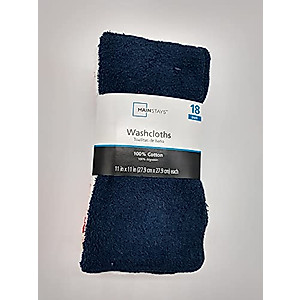MAINSTAYS 18 Pack Assorted Cotton Terry Thin Washcloths Rags (Bright)