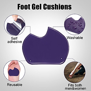 Vabean 8 Pcs Foot Pads for Dancer Forefoot Cushion Pads Metatarsal Foot Pads Gel Pads for Ball of Foot for Relieve Stress Foot Care, Purple