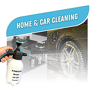 AGRICAS 0.5 Gallon Hand Pump Sprayer, 2L Garden Sprayer, Pressure Weed Sprayer, Handheld Pump Mister, Adjustable Nozzle, Lawn and Garden Care, Watering, Outdoor and Auto - Multi-Purpose