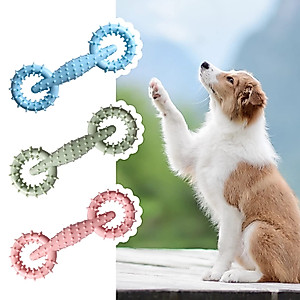 npkgvia Pet Supplies Dog Chewing Toy Molar TPR Pet Toy Pull Ring Dog Toothbrush Fun Interactive Dog Toy Small Puppy Teething (C, One Size)