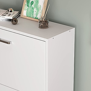 FUFU&GAGA Shoe Cabinet with 2 Flip Drawers for Entryway, Modern Shoe Storage Cabinet, Freestanding Shoe Rack Storage Organizer (23.6”W x 9.4”D x 31.4”H)(White)