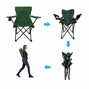 Cambyso Camping Chairs 2Packs Outdoor Chairs Foldable Portable Lawn Chair Ultra-Light Easy to Carry Fishing Chairs with Beverage Holder Heavy Duty Green