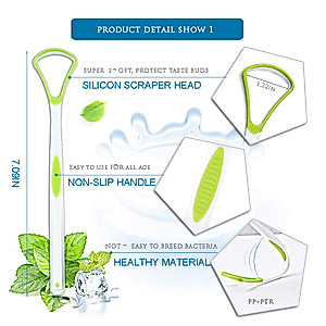 [Soft Silicon] 3PCS Tongue Scraper Cleaner, Oral Scrapers, Premium Sweeper Sets, Bad Breath Cure Tools, Effective Kits
