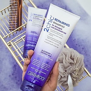 GIOVANNI 2chic Ultra-Repairing Conditioner - For Damaged, Over-Processed Hair, Helps Restore Hair's Natural Elasticity, Blackberry & Coconut Milk, Argan, Keratin, Shea Butter - 8.25 oz. Each