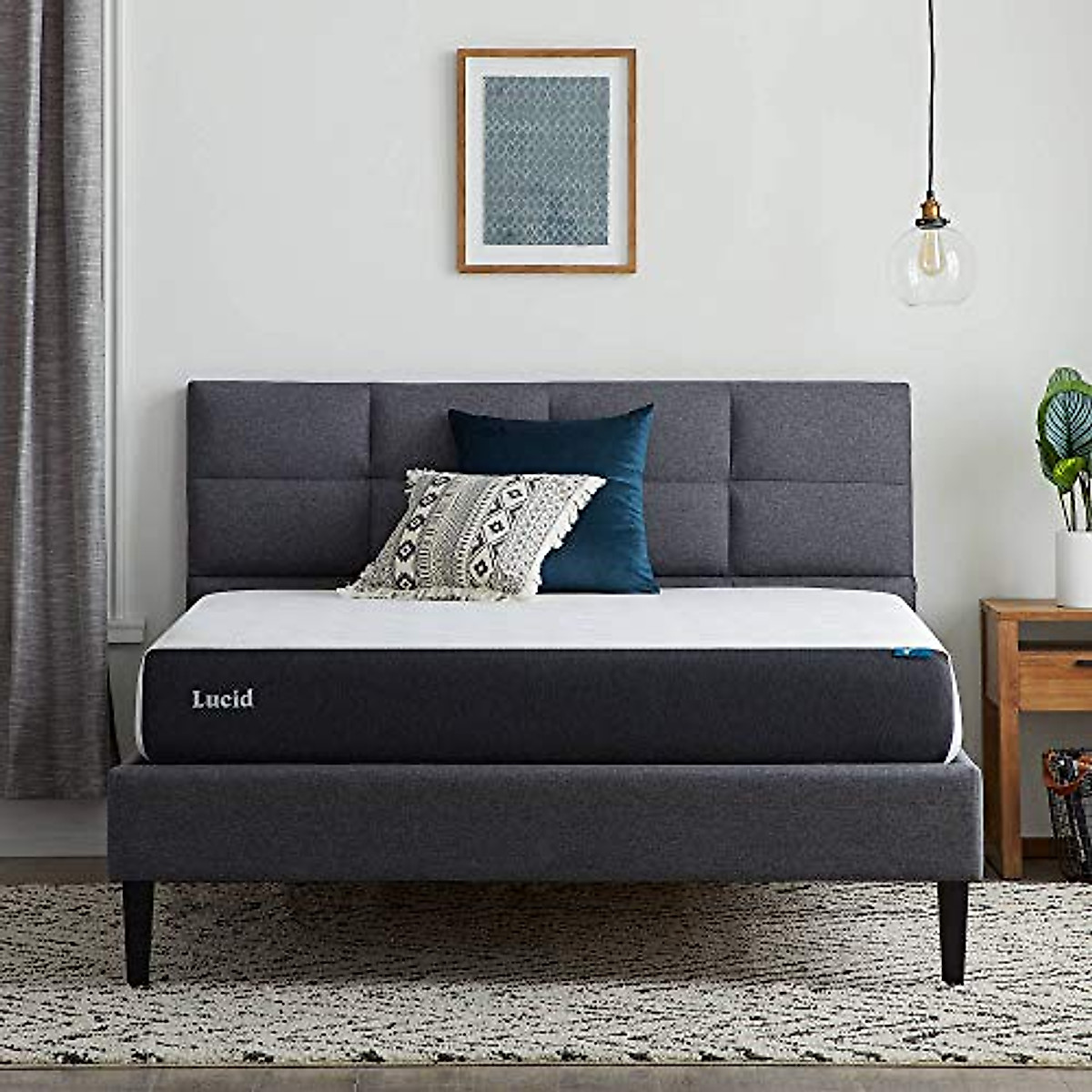 Lucid 8 Inch Full Mattress - Plush Gel Memory Foam Mattress – Bamboo Charcoal Foam –Gel Infused- Hypoallergenic Foam Mattress,74"L x 52.5"W x 8"Th, White