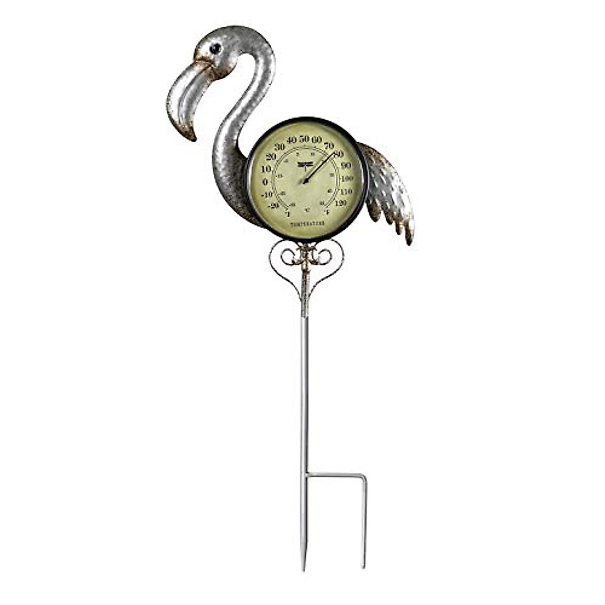 Poolmaster 54580 Outdoor Thermometer Garden Stake, Flamingo, Multi