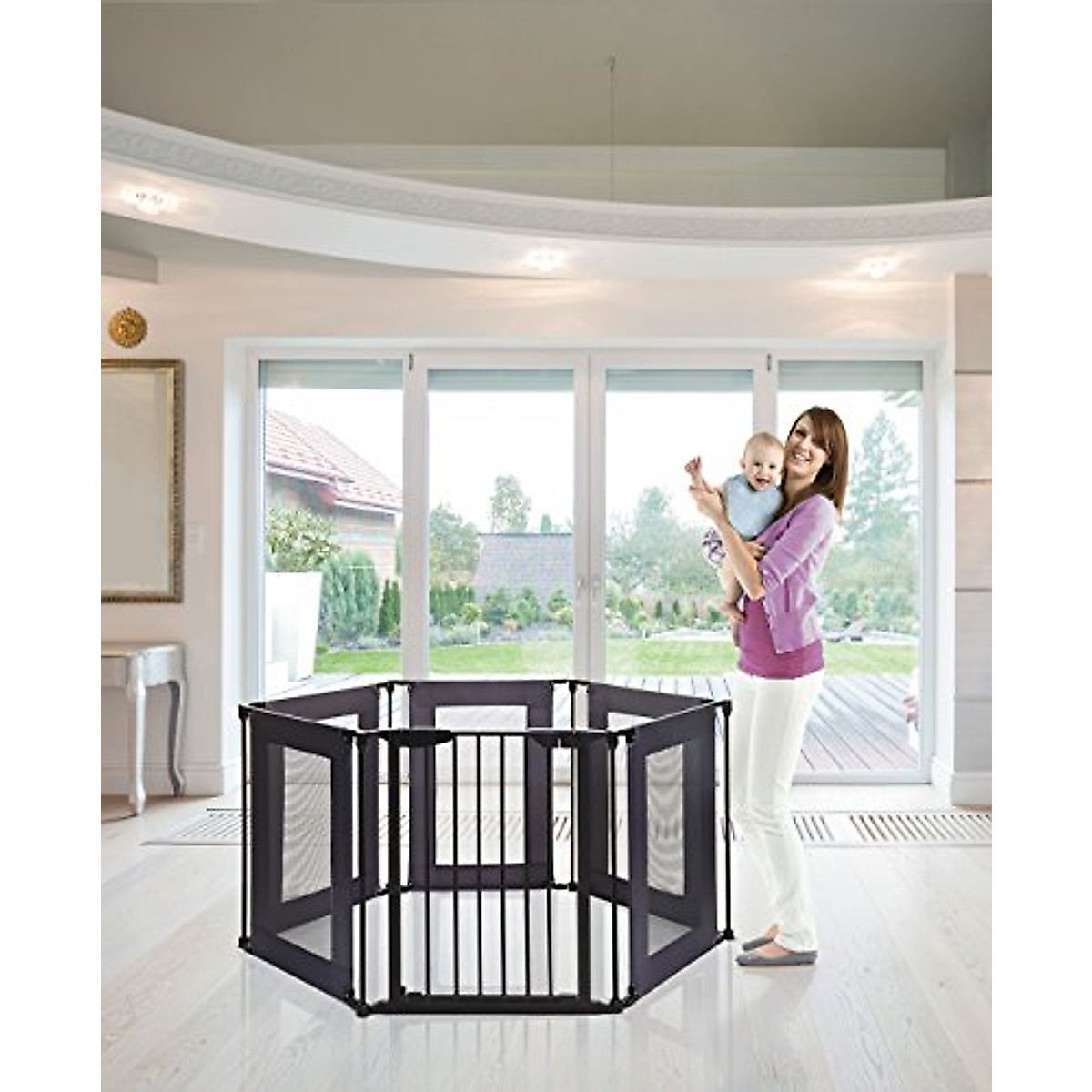 Dreambaby Brooklyn Converta 3 in 1 Play-Pen 6 Panel Gate - Versatile Baby Playpen & Toddler Play Yard, Foldable & Baby Fence Play Area, Ideal Baby Gate Playpen for Babies and Toddler - Black