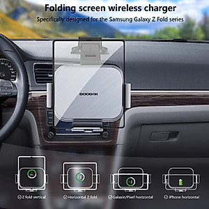 15W Wireless Car Charger for Samsung Galaxy Z fold 5/4/3/2,[Dual Coils] Auto-Clamping Air Vent Dashboard Car Phone Holder for Galaxy Z Fold 4 Car Mount(with QC3.0)