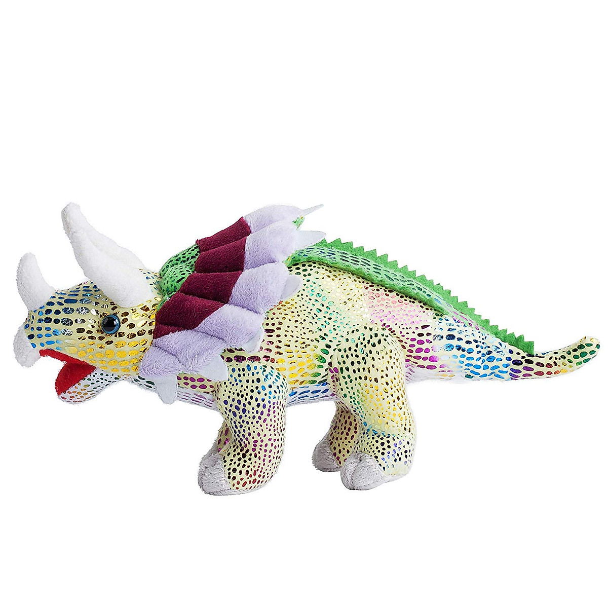 BUILD ME Plush Dinosaur Stuffed Animal Set of 4 Soft Dinosaurs, 12" Stuffed Dinosaur Set Includes T-Rex Brachiosaurus Stegosaurus and Triceratops Toys for Boys, Volcano Toys for Kids 3-5