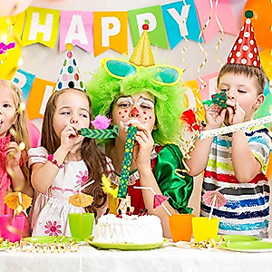 Skylety 59 Pieces Party Cone Hats with Colorful Party Blowers and Metallic Fringed Noise Makers Birthday Blowouts Horns Whistles Musical Noisemaker
