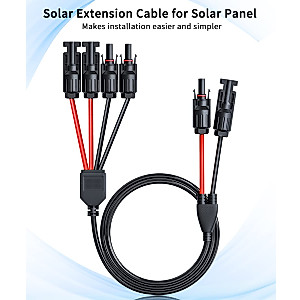 ELECTOP Solar Panel Connector Extension Cable 3.5Ft, 2-in-1 Solar Y Branch Connectors Parallel Adapter Cable, Solar Panel Wire Splitter Male/Female Plug Tool Kit for Solar Panels Solar Generator RV