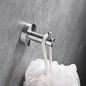 Hoooh Bathroom Towel Hook, Brushed Stainless Steel Coat/Robe Clothes Hook for Bath Kitchen Garage Wall Mounted (2 Pack), B100C-BN-P2