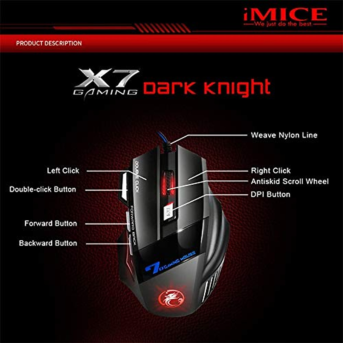 Ergonomic Mouse Wired Game Mice 5500 DPI Silent Gamer Mouse