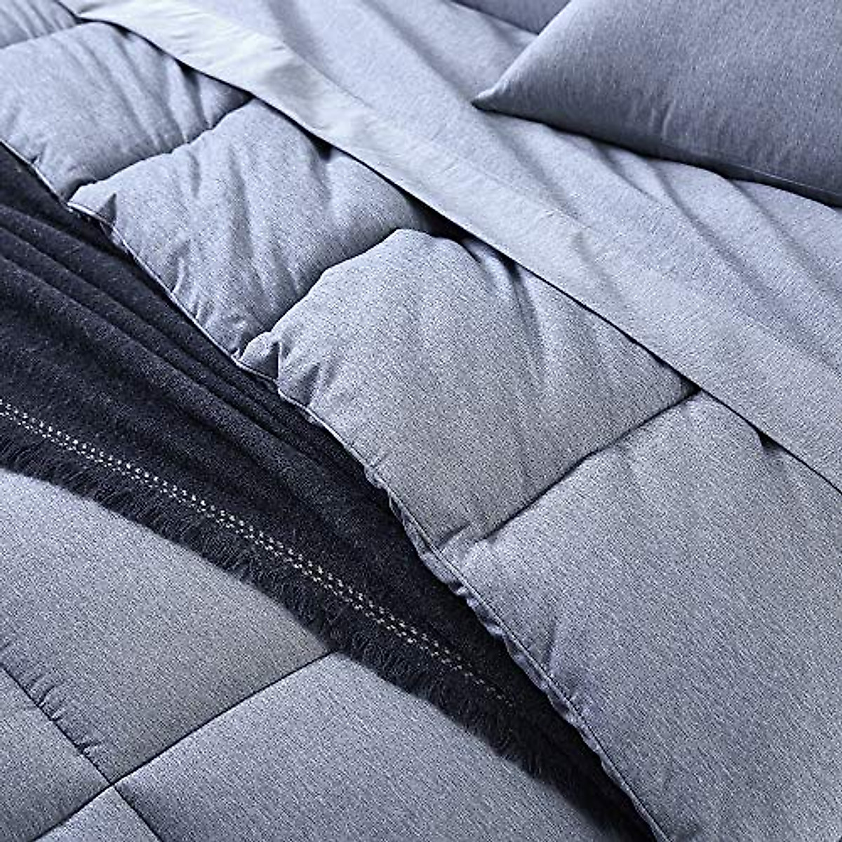 UMCHORD Queen Comforter Set, Blue 8 Pieces Bed in a Bag, Cationic Dyeing Bedding Sets, Lightweight All Season Down Alternative Bed Comforter Set (88"x88")