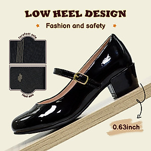 WIKENCY Girls Dress Shoes-Mary Jane Shoes for Girls, Princess Wedding Party Flower Girl School Shoes Low Heel Flats for Little/Big Kids Black 2 US Big Kid