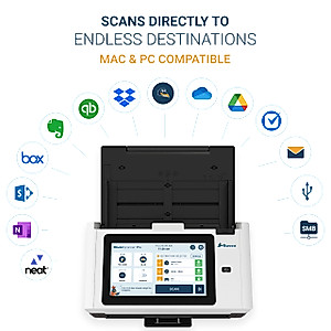 Raven Pro Document Scanner - Huge Touchscreen, High Speed Color Duplex Feeder (ADF), Wireless Scan to Cloud, WiFi, Ethernet, USB, Home or Office Desktop