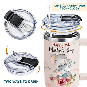 TAMUNBEE First Mothers Day Gifts For New Mom, Daughter From Baby, Sister, Son - 1st Mothers Day Gifts From Husband - First Time Mother Presents - Elephant 40oz Tumbler With Handle for Woman