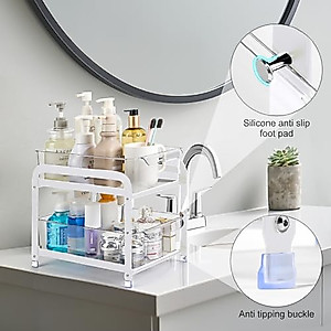 Clear Bathroom Under Sink Organizers and Storage,2 Tier Pull Out Cabinet Organizer,Multi-Purpose Slide-out Medicine Organizer Shelf,Kitchen Pantry Organizer,Under Vanity Storage Organizer