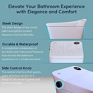 Trone Tahum Bidet Toilet Tankless Toilet with Heated Seat SyphonAssist Flush and Advanced Toe Touch Technology Smart Toilet for Bathroom