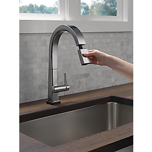 Delta Faucet Pivotal Touch Kitchen Faucet Brushed Nickel, Kitchen Faucets with Pull Down Sprayer, Kitchen Sink Faucet, Touch Faucet for Kitchen Sink, Touch2O Technology, Arctic Stainless 9193T-AR-DST