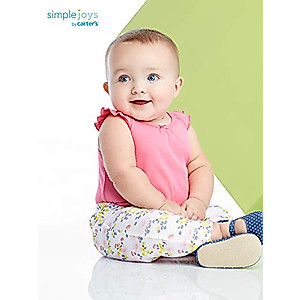 Simple Joys by Carter's Baby Girls' Pant, Pack of 4, Black/Grey Hearts/Pink/White Floral, 18 Months