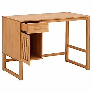 REN HOME Talo Desk with Closed Storage and Drawer, Natural