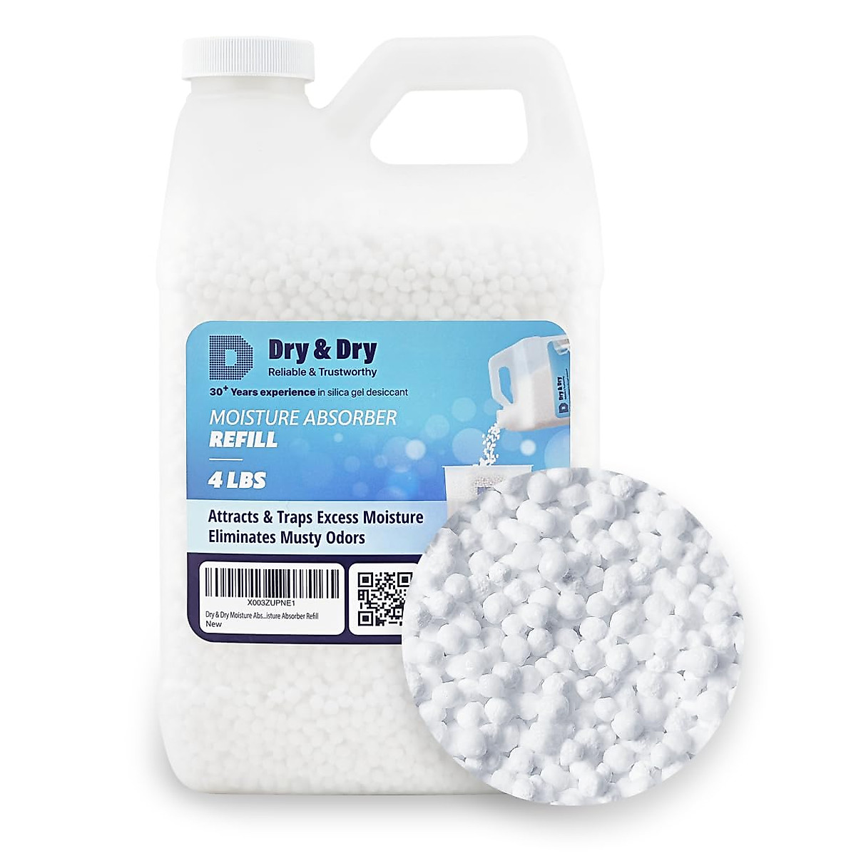 Dry & Dry Moisture Absorbers Refill Beads (4 LBS) - Dehumidifiers for Home Dehumidifier for Basement Dehumidifiers for Bedroom Small Dehumidifiers Dehumidifiers Moisture Absorbers