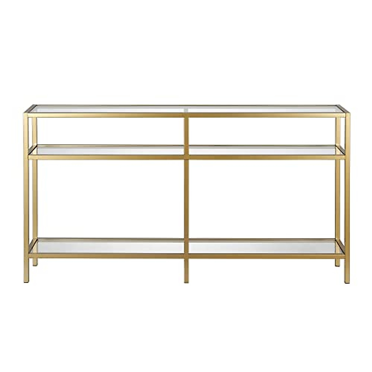 Henn&Hart 55" Wide Rectangular Console Table in Brass, Entryway Table, Accent Table for Living Room, Hallway