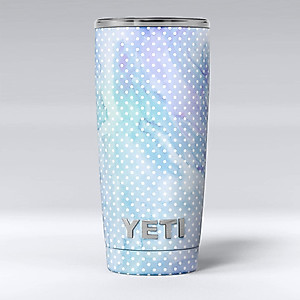 Design Skinz Micro Polka Dots Over Blue Watercolor Surface - Skin Decal Vinyl Wrap Kit Compatible with The Yeti Rambler Cooler Tumbler Cups