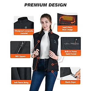 FUNPRO Heated Vest for Men Women, Windproof Electric Heating Vest, Softshell Sleeveless Sports Jacket, Battery Not Included