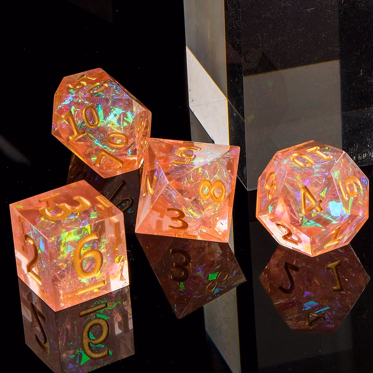 DND Dice Set Resin D&D Dice Set, RUNFNG Sharp Edges Dice for Dungeons and Dragons Role Playing Gaming, 7 Pcs D+D Polyhedral Dice Set with Gift Box