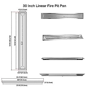 Stanbroil 30 x 6 inch Linear Drop-in Fire Pit Pan with Spark Ignition Kit Natural Gas Version, Rated for up to 54,000 BTU’s